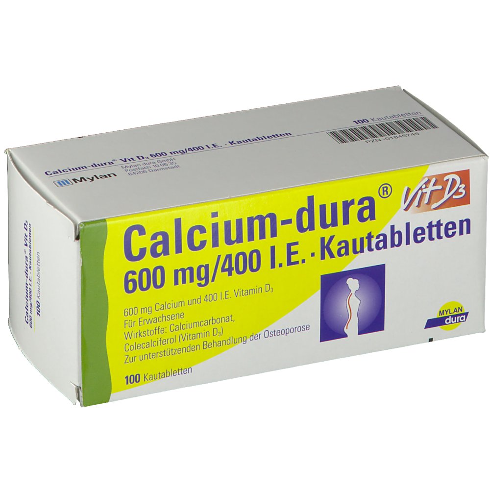 Calcium-dura® Vit D3 600 mg/400 I.E. Kautabletten - shop-apotheke.com