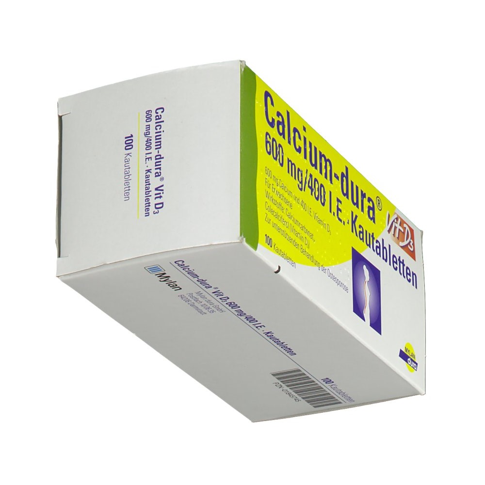 Calcium-dura® Vit D3 600 mg/400 I.E. Kautabletten - shop-apotheke.com