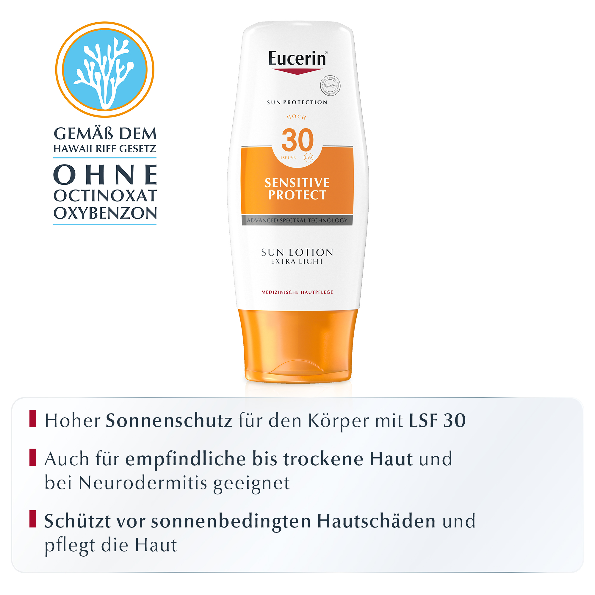EUCERIN® Sensitive Protect Sun Lotion Extra Light LSF 30 + 20 ml ...