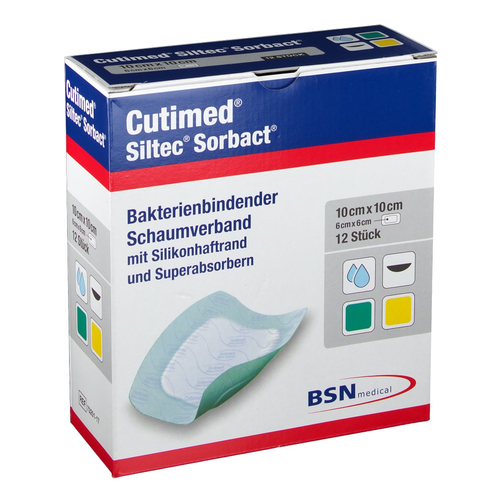 Cutimed® Siltec Sorbact 10 cm x 10 cm 12 St - shop-apotheke.com