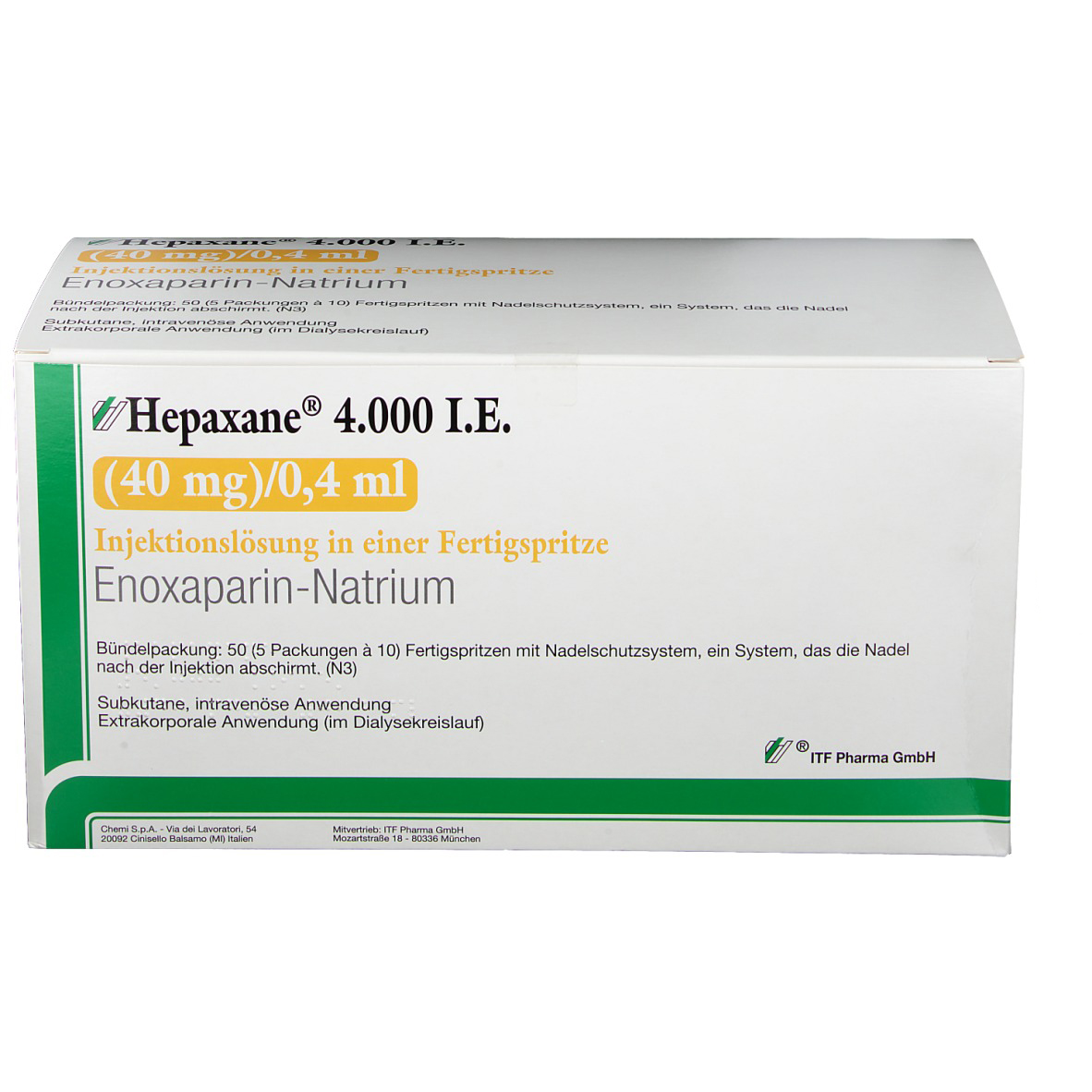 HEPAXANE 4.000 I.E. 40 mg/0,4 ml Inj.-Lsg.F-Spr. 50 St - shop-apotheke.com