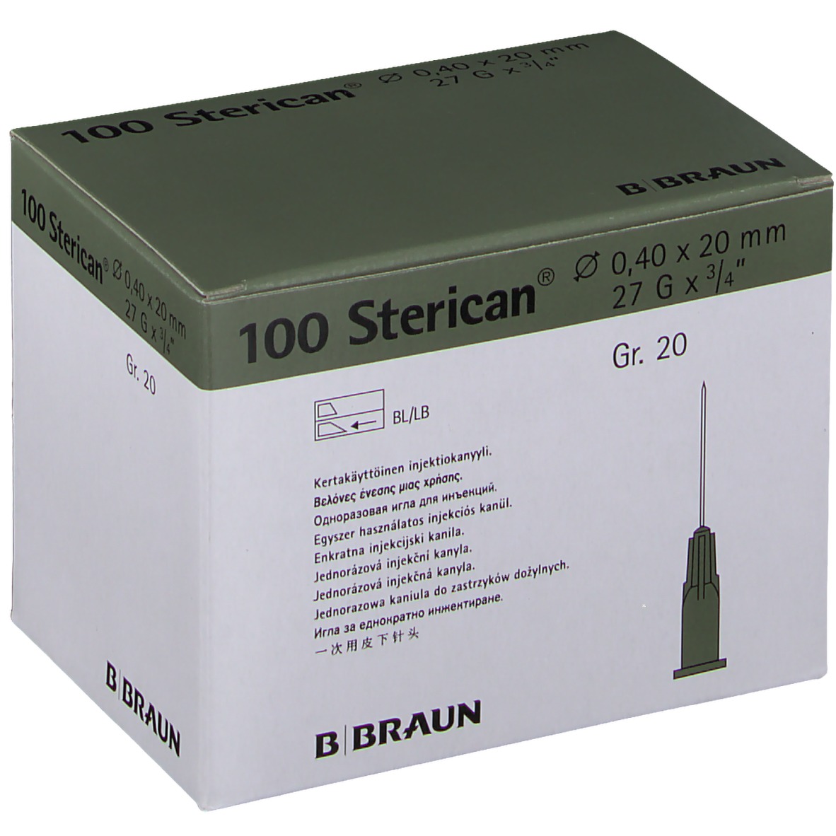 Sterican® Standardkanüle Gr. 20 G27 x 3/4 Zoll 0,40 x 20 mm grau 100 St - shop-apotheke.com