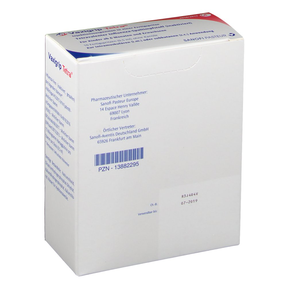 VAXIGRIP Tetra 2018/2019 Inj.Susp.Fertigspr.o.Kan. 10 St - shop ...