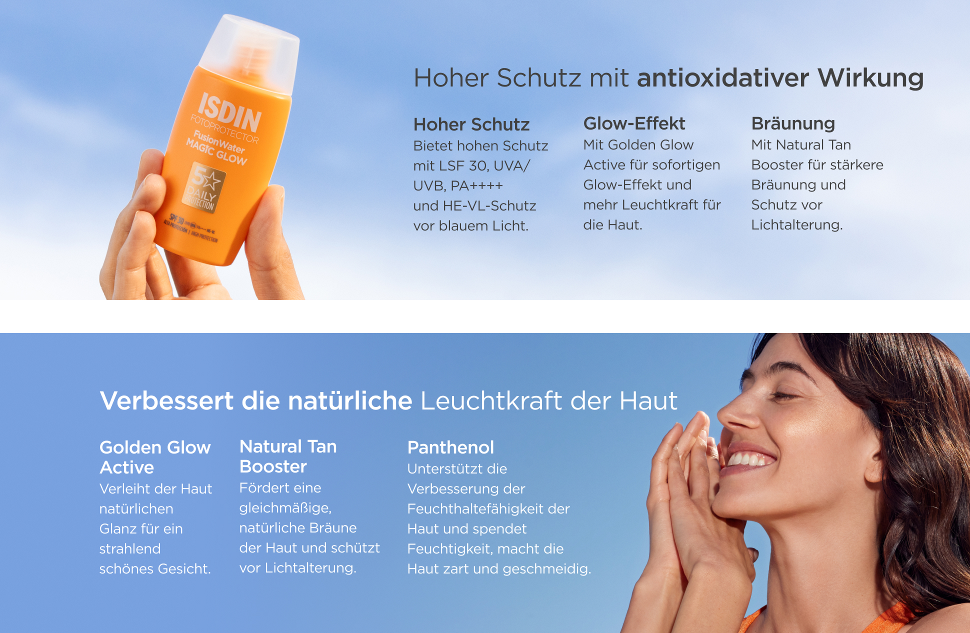 ISDIN FusionWater MAGIC Glow Sonnencreme Gesicht LSF 30 mit ...